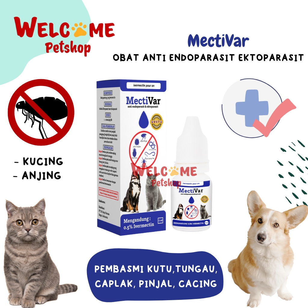 Jual MectiVar Anjing Kucing Obat Anti Endoparasit Ektoparasit Kutu ...
