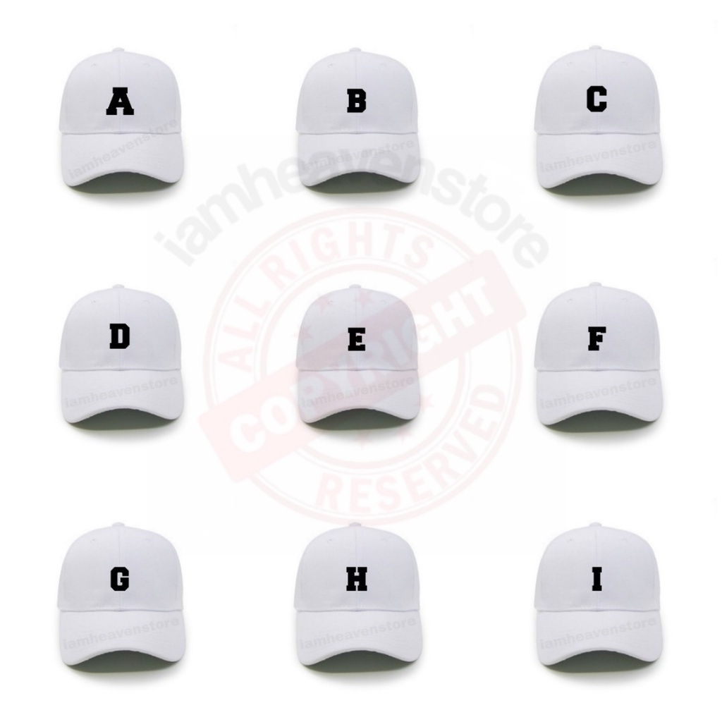 Jual Topi Baseball Putih Abjad Huruf Teks Alphabet A B C D E F G H I J ...