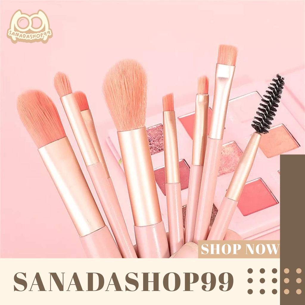 Jual (ACC94) Set Kuas MakeUp Isi 8 Pcs Set Mini Travel Make Up Brush ...