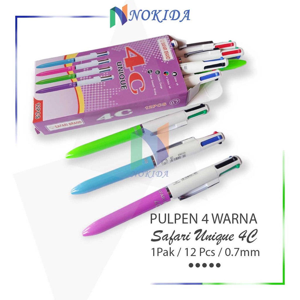 Jual Nokida Pulpen Safari 4 Warna 1 Pak [Unique 4C] / Ballpoint Pens 4 ...