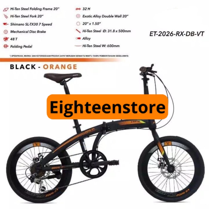 Jual Sepeda Lipat Exotic 20 Inch 2026 RX DB VT Shimano 7 Speed | Shopee ...