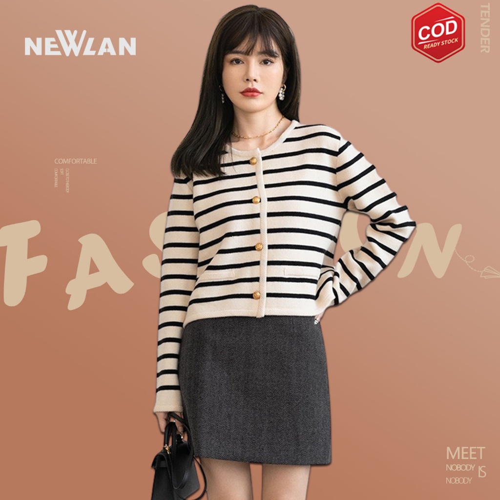 Jual Newlan WT018 Knite Sweater Rajut KOREAN SWEATER MURAH STRIPES CARDI Atasan rajutan garis ...