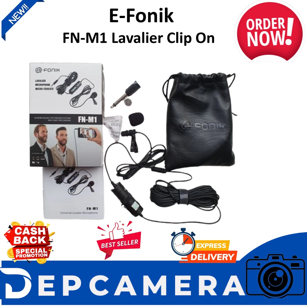 Jual E-Fonik FN-M1 Lavalier Clip On Microphone Original | Shopee Indonesia