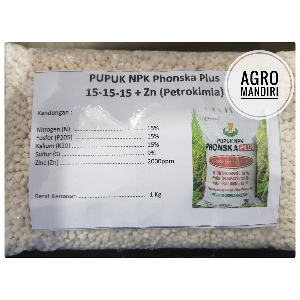 Jual Pupuk NPK Phonska Plus 15 15 15 + Zn Kemasan Ekonomis Repack 1 Kg ...
