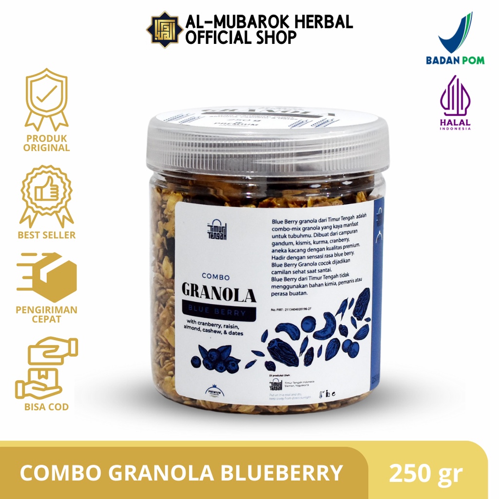 Jual Combo Granola Toples Honey & Blueberry Premium 250 gram Timur ...