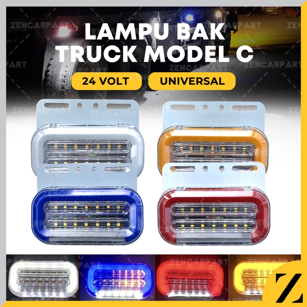 Jual Lampu LED Bak Truk Truck Samping 24 Volt Sein Sen Running Light Terang Mobil Variasi Putih ...