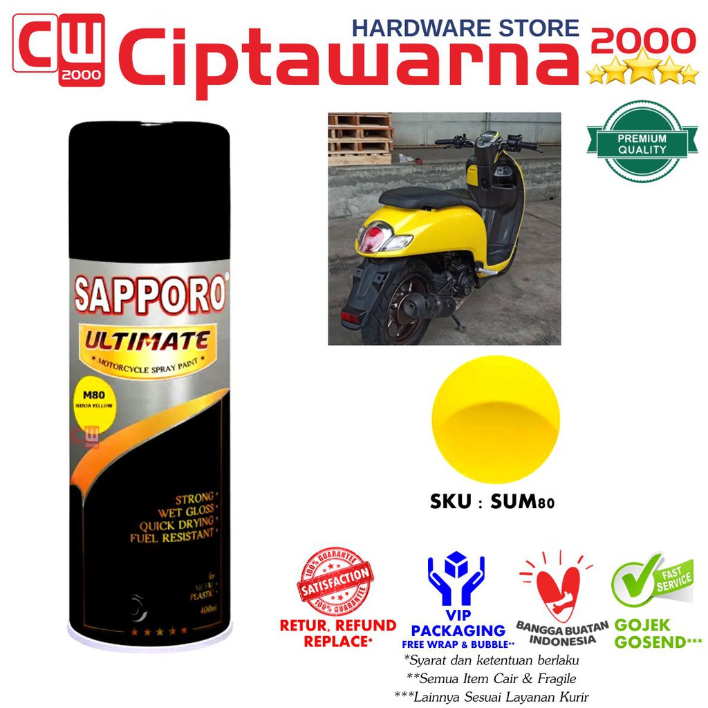 Jual Cat Saporo Sapporo Ultimate M80 Ninja Yellow / Sapporo Spray ...