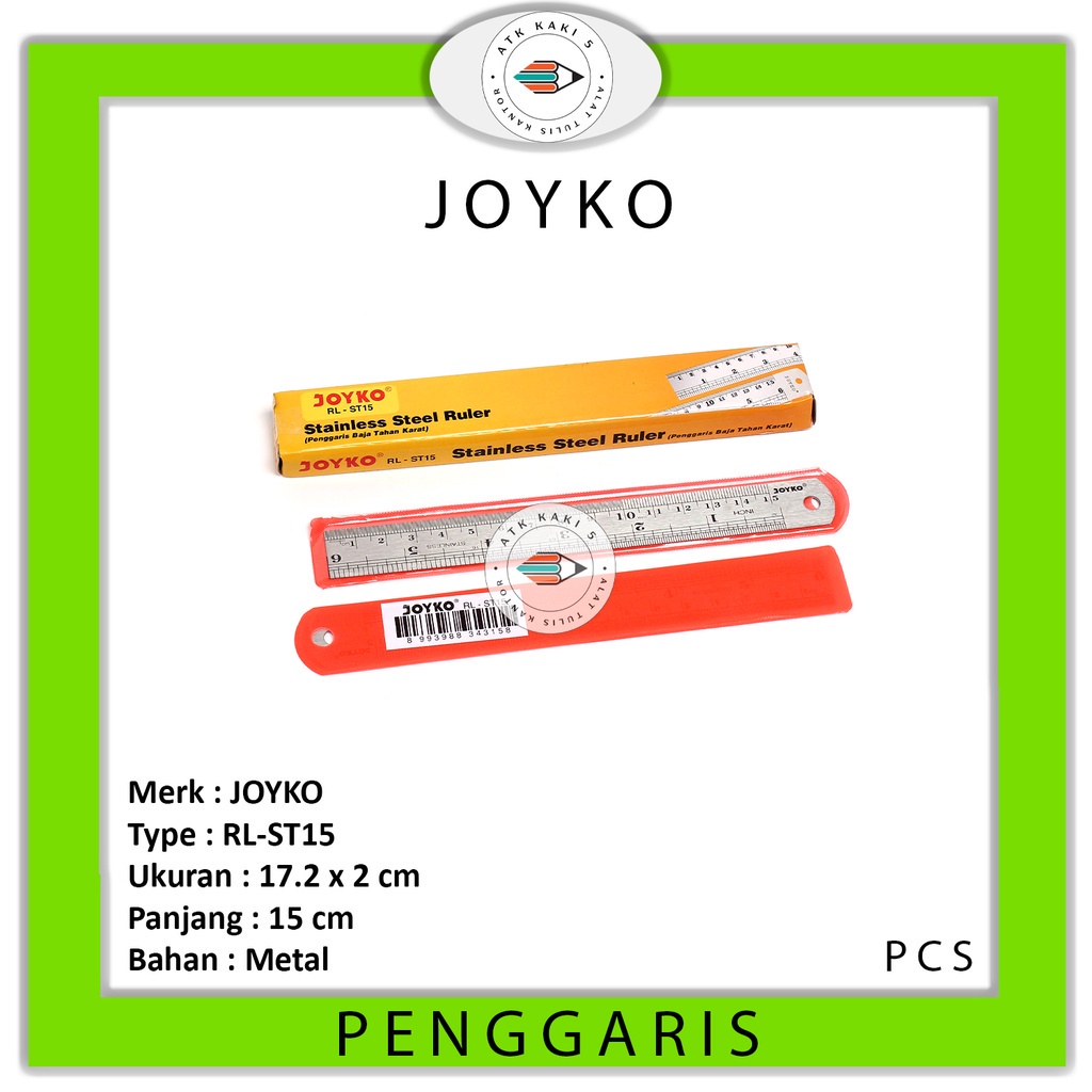 Jual JOYKO - Ruler Stainless 15 cm Penggaris Besi - PCS | Shopee Indonesia