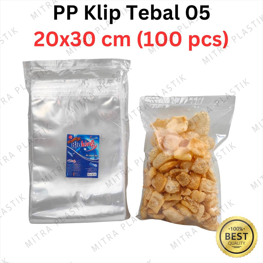 Jual Plastik PP Klip 20x30 Tebal 50 Micron Kemasan Snack BluKing Zip ...