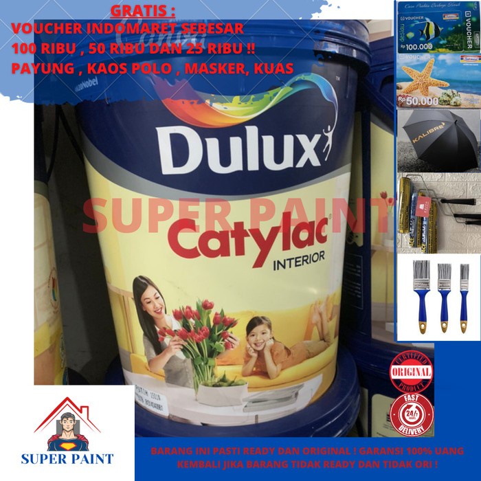 Jual CAT TEMBOK DULUX CATYLAC INTERIOR PUTIH 1501 ASLI PABRIK UKURAN ...