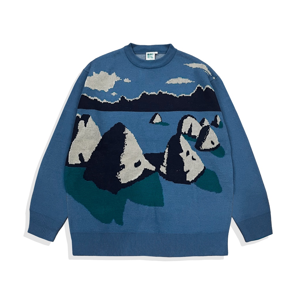 Jual Russ Sweater Crewneck Rajut Knitting Fourkings Blue | Shopee Indonesia