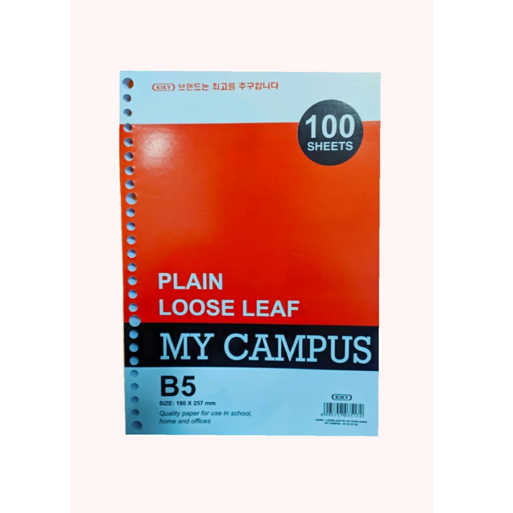 Jual KIKY LOOSE LEAF POLOS B5 100SH CAMPUS / LOOSE LEAF B5 / LOOSE LEAF PLAIN / ISI BINDER TIDAK ...