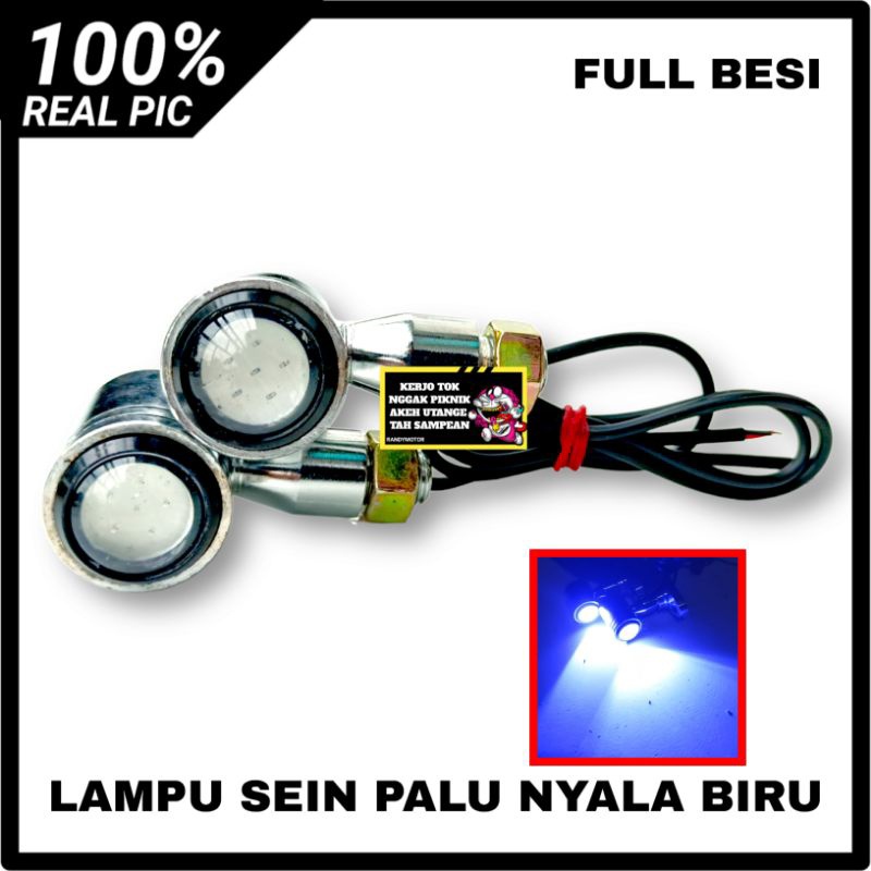 Jual LAMPU SEIN BULAT RETENG BULAT FULL BESI CROME NYALA BIRU rvn ...