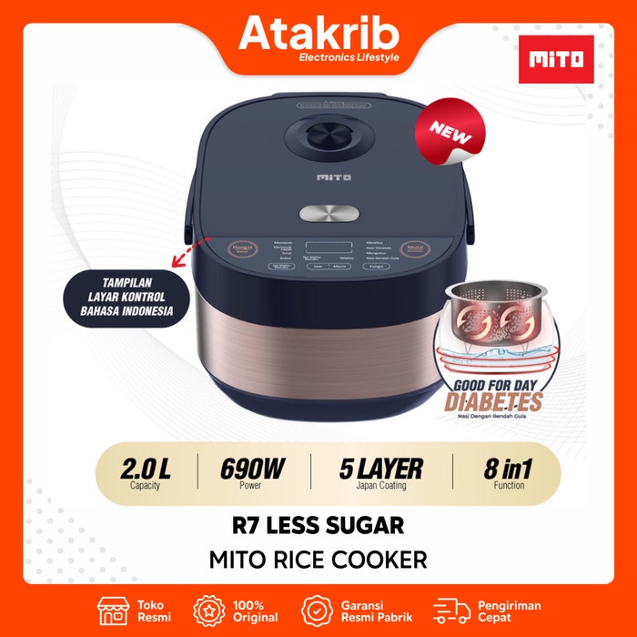 Jual MITO RICE COOKER R7 LOW SUGAR BLACK 2 Liter | Shopee Indonesia