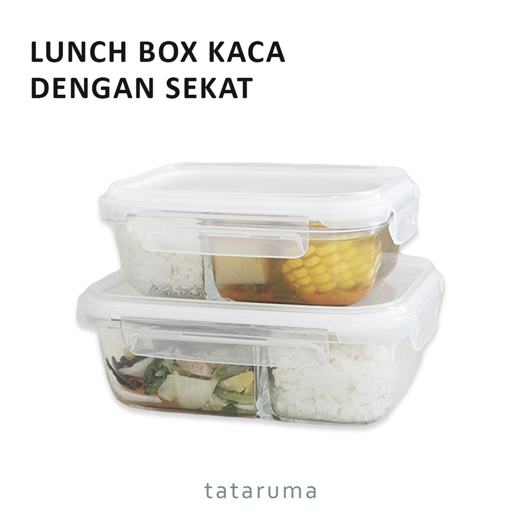 Jual TATARUMA Bento Sekat - Lunch Box Kaca Sekat Kedap Udara Anti Bocor ...