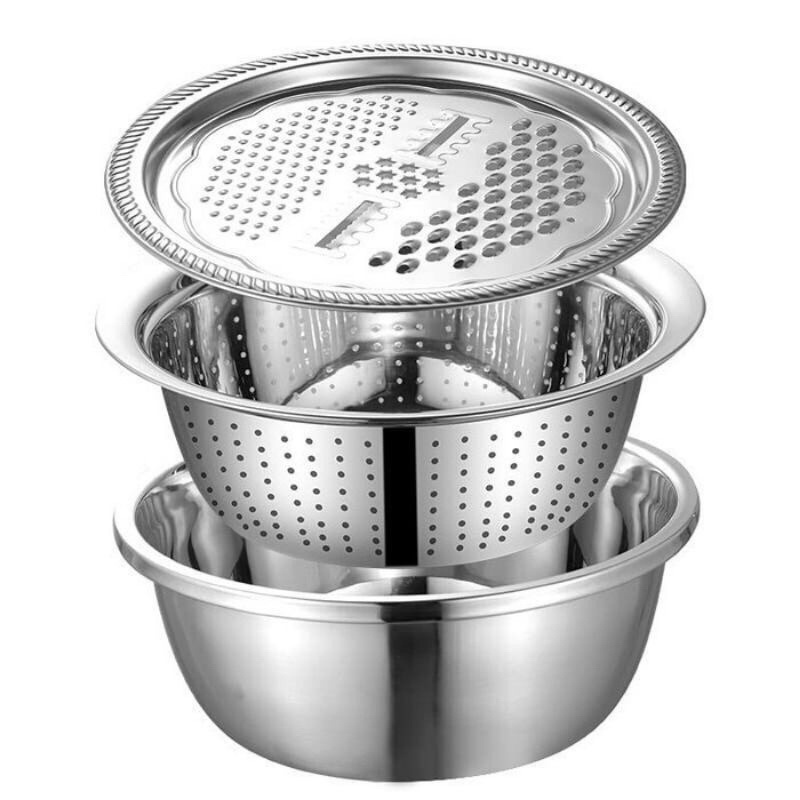 Jual BASKOM PARUTAN STAINLEES SERBAGUNA SET 3IN1 Drain Basin Rice ...