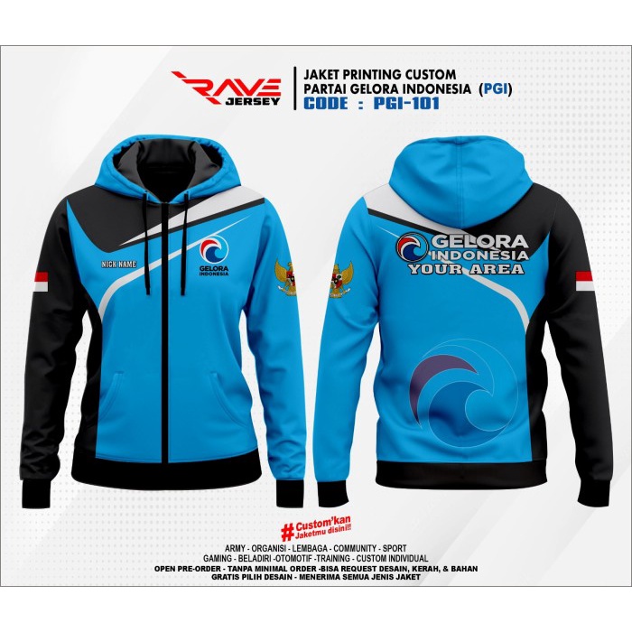 Jual JAKET PARTAI GELORA PRINTING SUBLIM CUSTOM (DESAIN SUKA SUKA ...