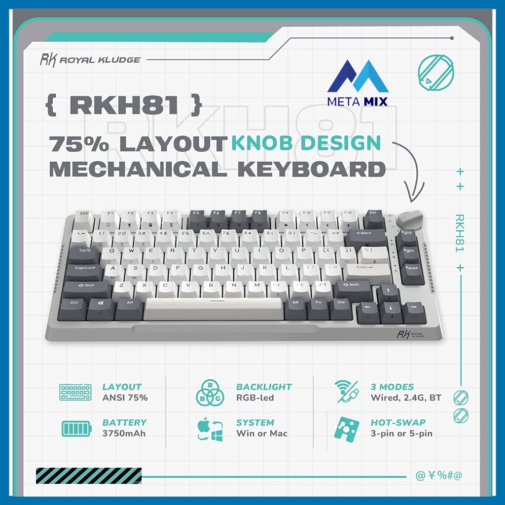 Jual ROYAL KLUDGE RK H81 WIRELESS MECHANICAL KEYBOARD GAMING RGB ...