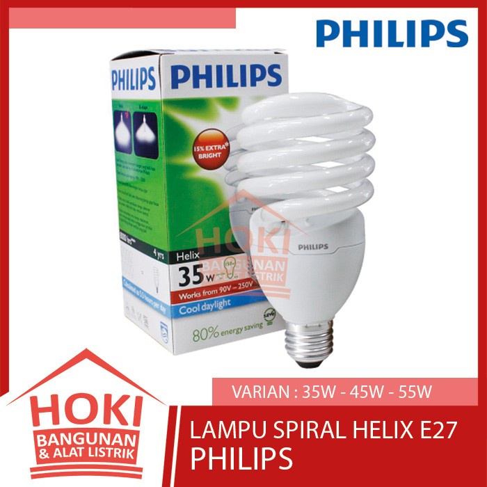 Jual LAMPU PHILIPS HELIX PUTIH 35W 45W 55W - Bohlam E27 CDL Spiral Tornado ( 35 45 55 Watt ...