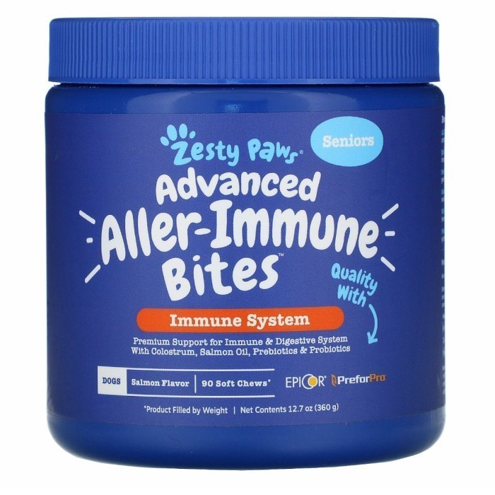 Jual Zesty Paws Senior Aller Immune Bites Salmon 90 Tab Allergy ...