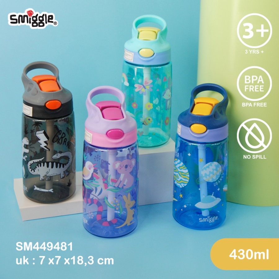 Jual SMIGGLE junior Botol Air Minum Anak Sedotan silicone 430ml BPAFREE | Shopee Indonesia