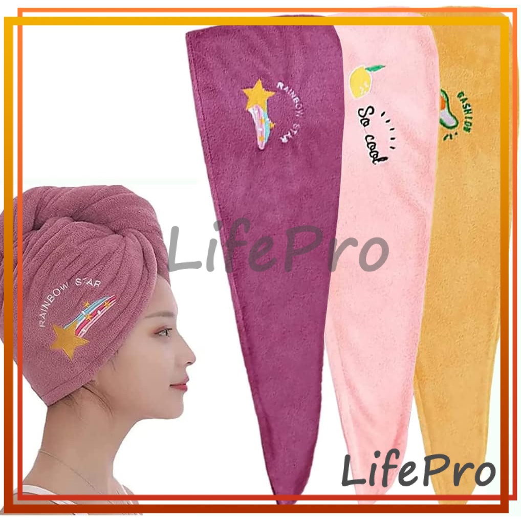 Jual HANDUK KERAMAS PENGERING RAMBUT KEPALA MICROFIBER / MAGIC TOWEL ...