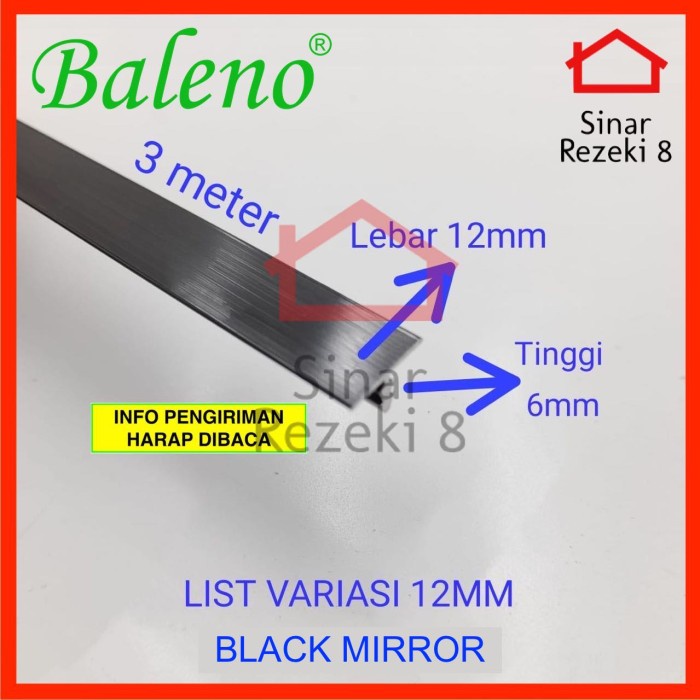 Jual List Variasi T 12 mm HITAM MIRROR / Kilap Aluminium Lis Edging ...
