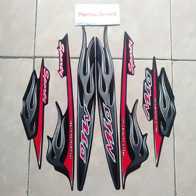 Jual STIKER STRIPING LIS BODY MIO SPORTY TAHUN 2006 MIO API WARNA HITAM ...