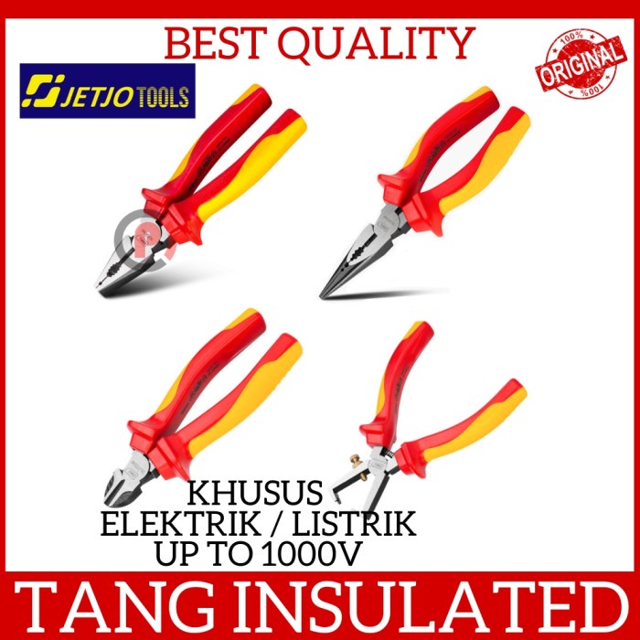 Jual JETJO TOOLS Tang Elektrik Listrik Insulated Pliers 6 7 8 Inch ...