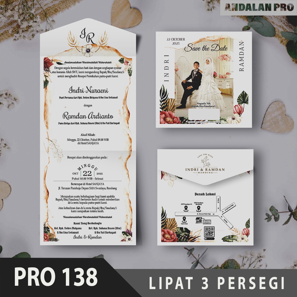 Jual Kode Toko: S6 - PRO 138 LIPAT 3 Persegi Bahan Jasmine / Tik 200 GSM - Cetak Undangan ...