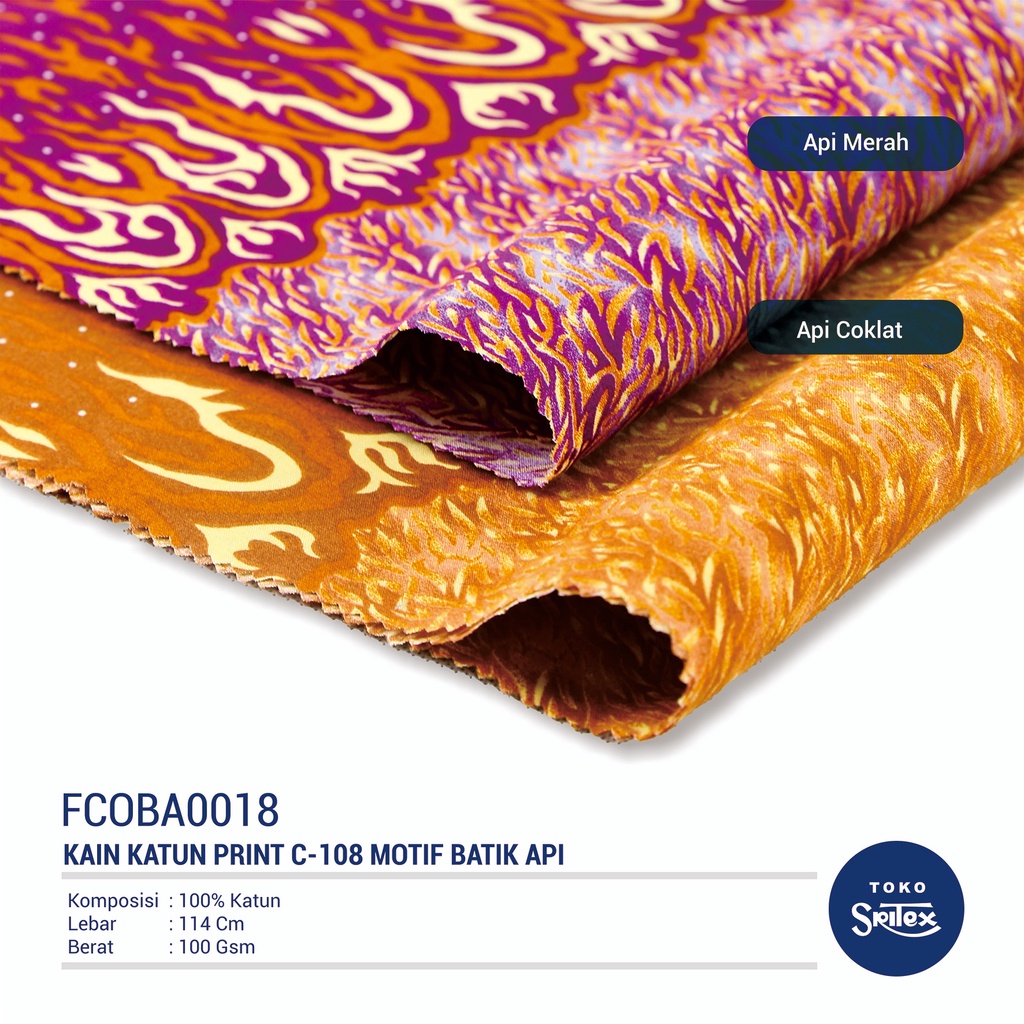 Jual Toko Sritex Kain Katun Print Batik Api Premium Ekspor C108. Harga ...