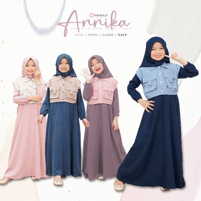 Jual Annika Gamis Dress dengan Crop Shirt Bermotif Dott One Set Annika ...