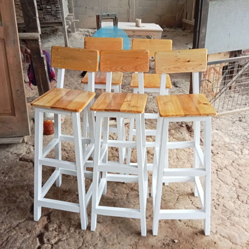 Jual Kursi kayu bar / Bangku cafe bar 70cm / kayu jati belanda | Shopee ...