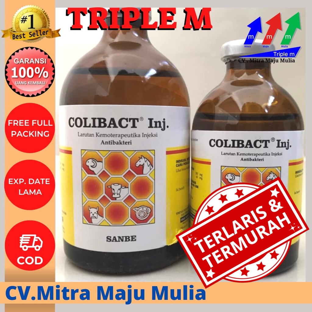 Jual Colibact injeksi 50ml 100 ml Obat Antibiotik Hewan Diare Batuk ...