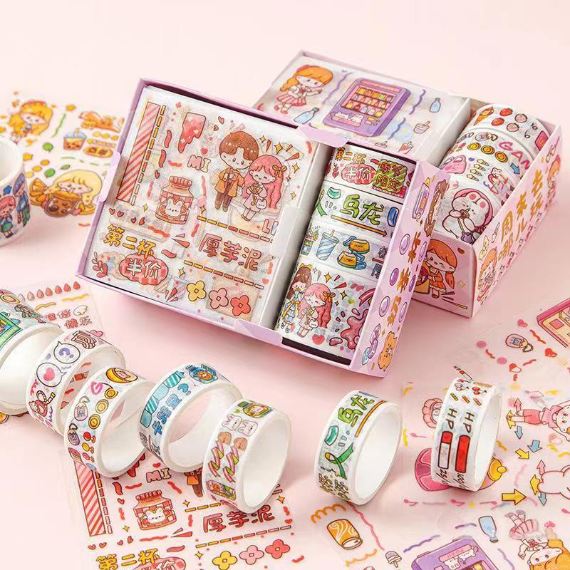 Jual Set Stiker Kotak Hadiah Kartun / Set Stiker Washi DIY Dekorasi ...