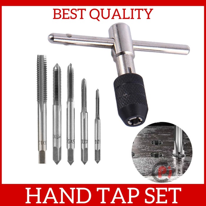 Jual Alat Membuat Drat Baut Hand Tap Set 6 in 1 Handle Gagang Tapping Derat | Shopee Indonesia