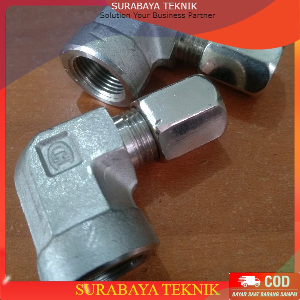 Jual FEMALE ELBOW CONNECTOR 3/8" OD x 3/8" FNPT single ferrule | Shopee ...