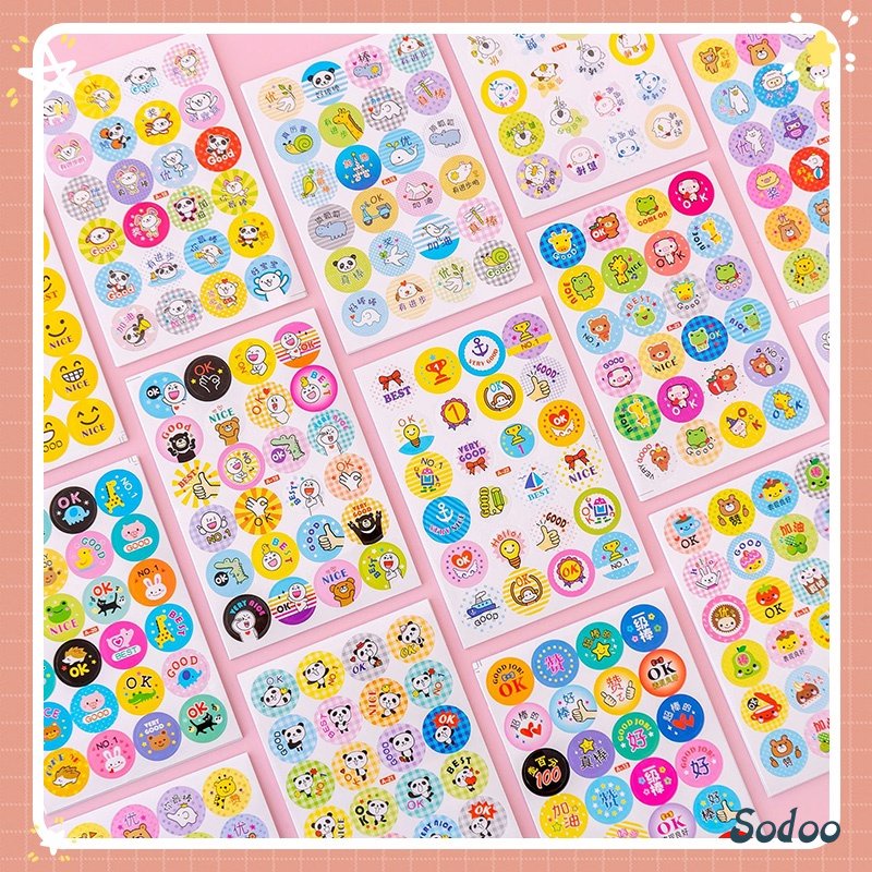 Jual Cartoon Reward Stickers Animals Praise Label Stationery Sticker ...