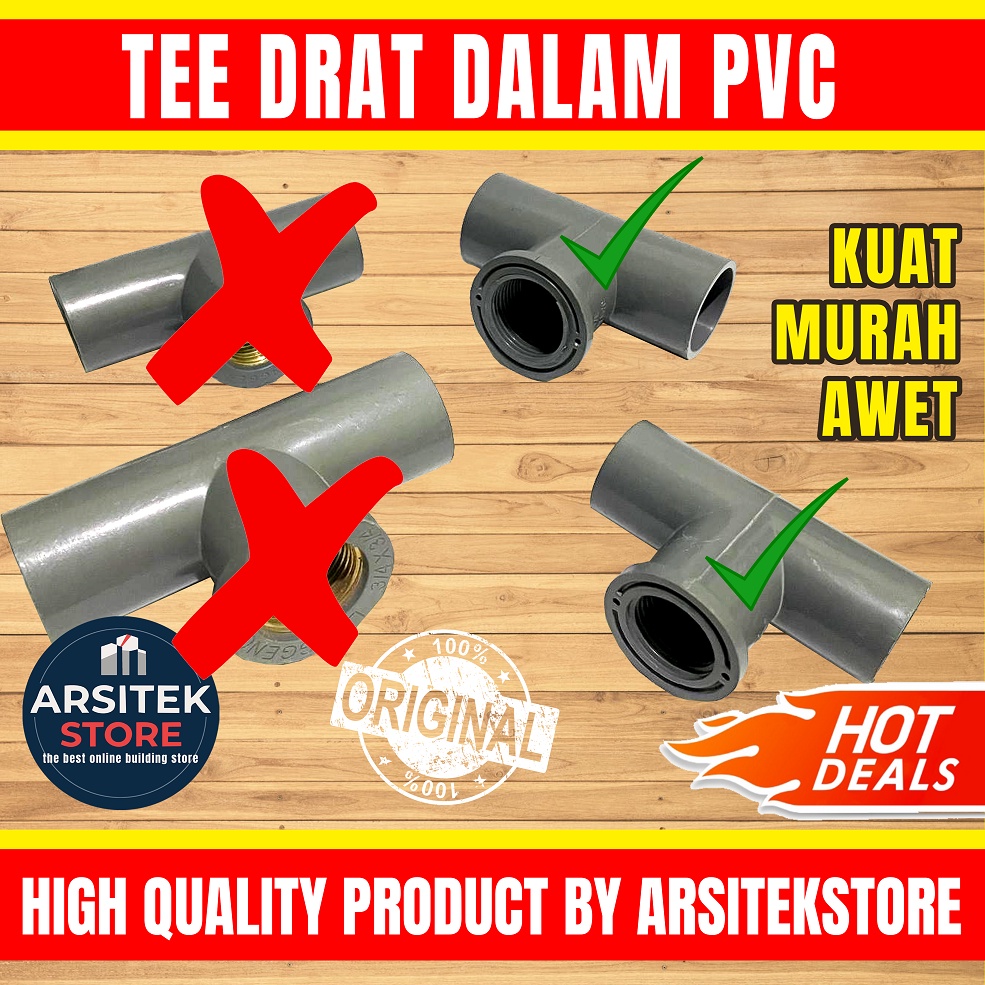 Jual TEE DRAT DALAM 1/2 3/4 1 inch PVC Pipa AW T Ulir Te Luar | Shopee ...