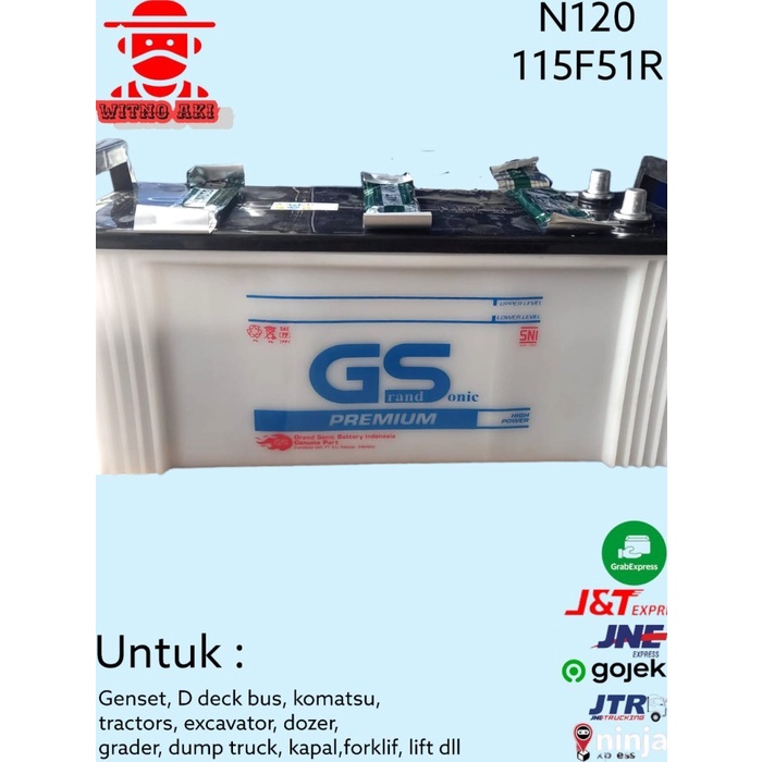 Jual Accu/ aki basah GS n120 115f51r 12v 120ah generator genset doozer | Shopee Indonesia