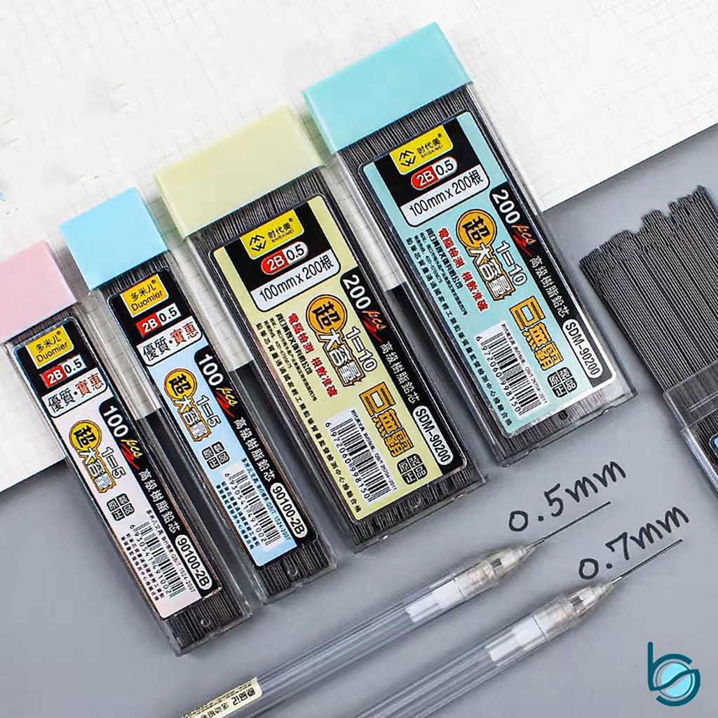 Jual Isi Pensil Mekanik 2B 0.5MM/0.7MM 100pcs/200PCS pensil refill ...