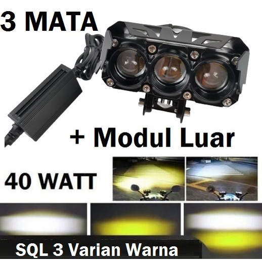 Jual Mini Projie 3 Mata Lampu Tembak Laser sql 3 titik foglamp grill ...