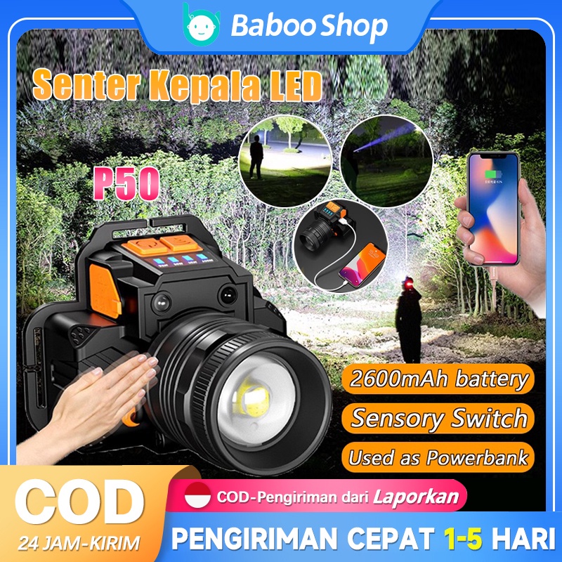 Jual LED senter super terang, lampu depan luar yang kuat, lampu depan tahan air sensor gerak ...