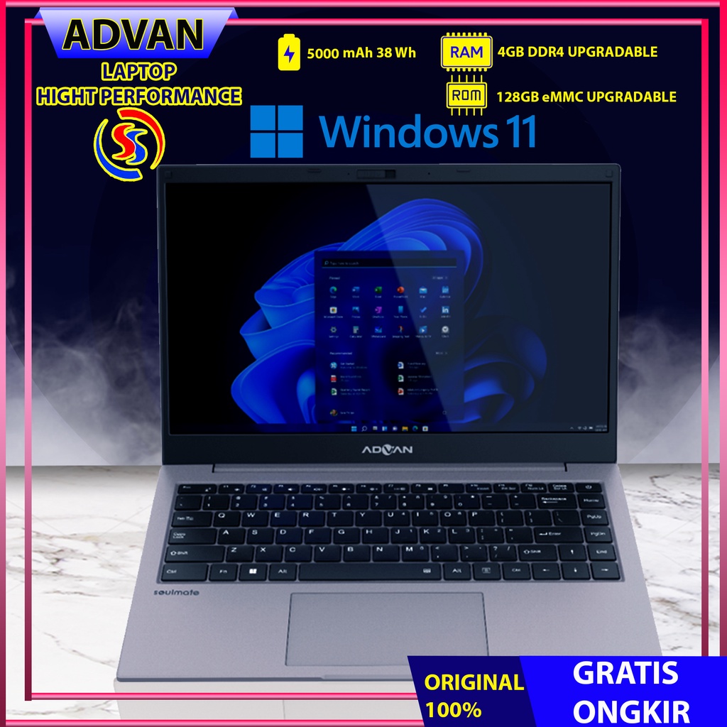 Jual Laptop ADVAN Soulmate 14" Intel Celeron N4020 4GB 128GB Windows 11 ...
