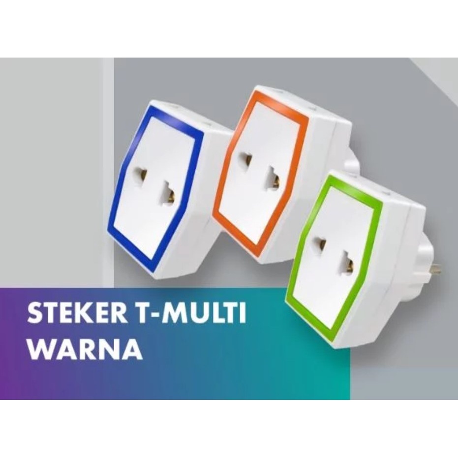 Jual Stop Kontak Stecker Listrik T Seteker Steker Multi Warna Colokan ...