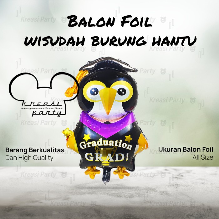 Jual Balon Graduation Jumbo Penguin / Balon Wisuda / Balon Foil ...