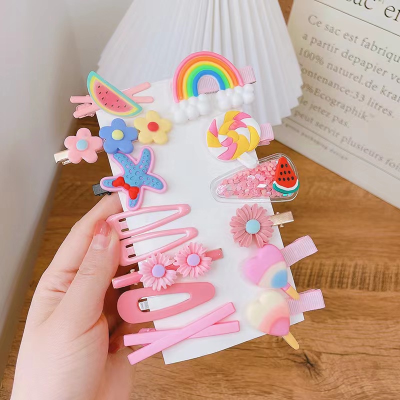Jual Cute Pattern Kids Hair Clips 14 Pack/ klip rambut anak anak /klip ...
