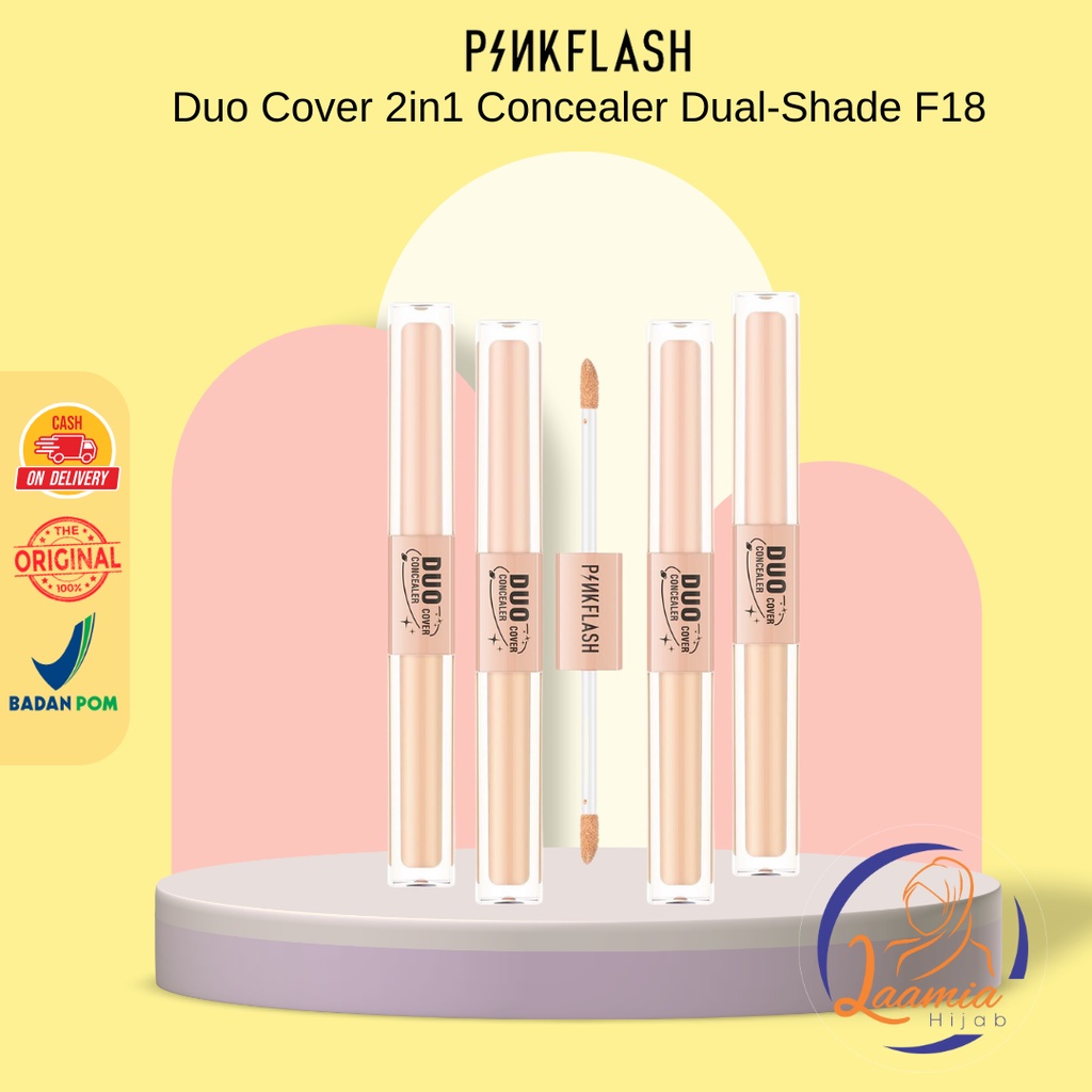 Jual Laamiahijab Pinkflash Duo Cover 2in1 Concealer Dual Shade F18 Full