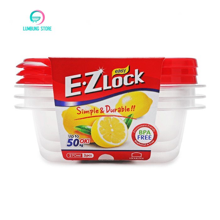 Jual Food Container EZ Lock 270ml x 3Pcs (HLE6204S) | Shopee Indonesia
