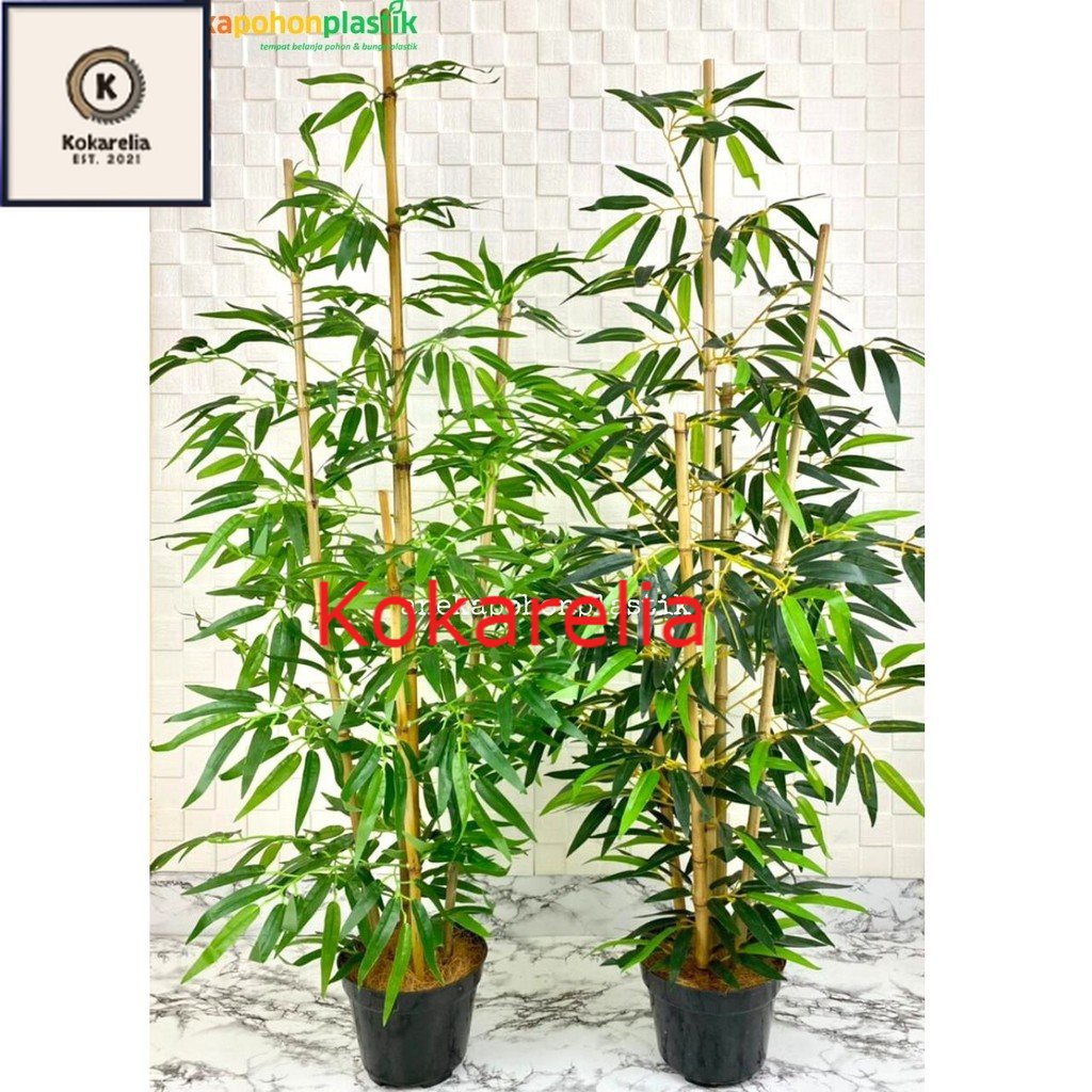Jual Pohon Daun Bambu Hijau Kuning Latex Artificial Pot Dasar Tanaman ...